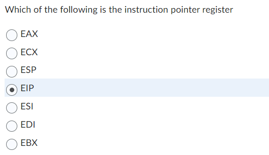 Solved Which of the following is the instruction pointer | Chegg.com