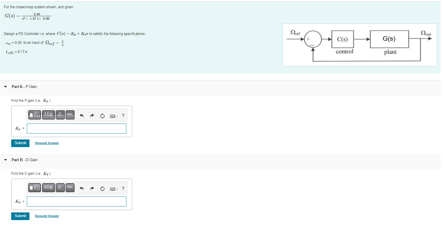 Solved For the closed-loop system shown, and given: | Chegg.com