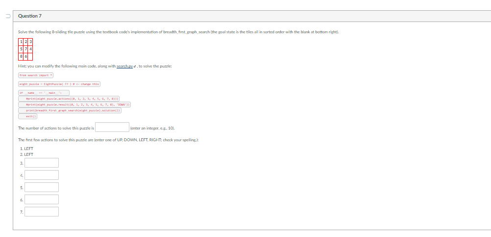 Solved Question 7 Solve the following 3-sliding tile puzzle | Chegg.com