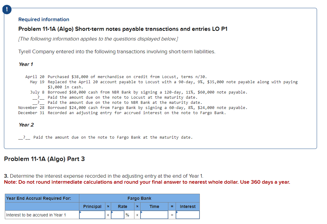 Solved Required informationProblem 11-1A (Algo) ﻿Short-term | Chegg.com