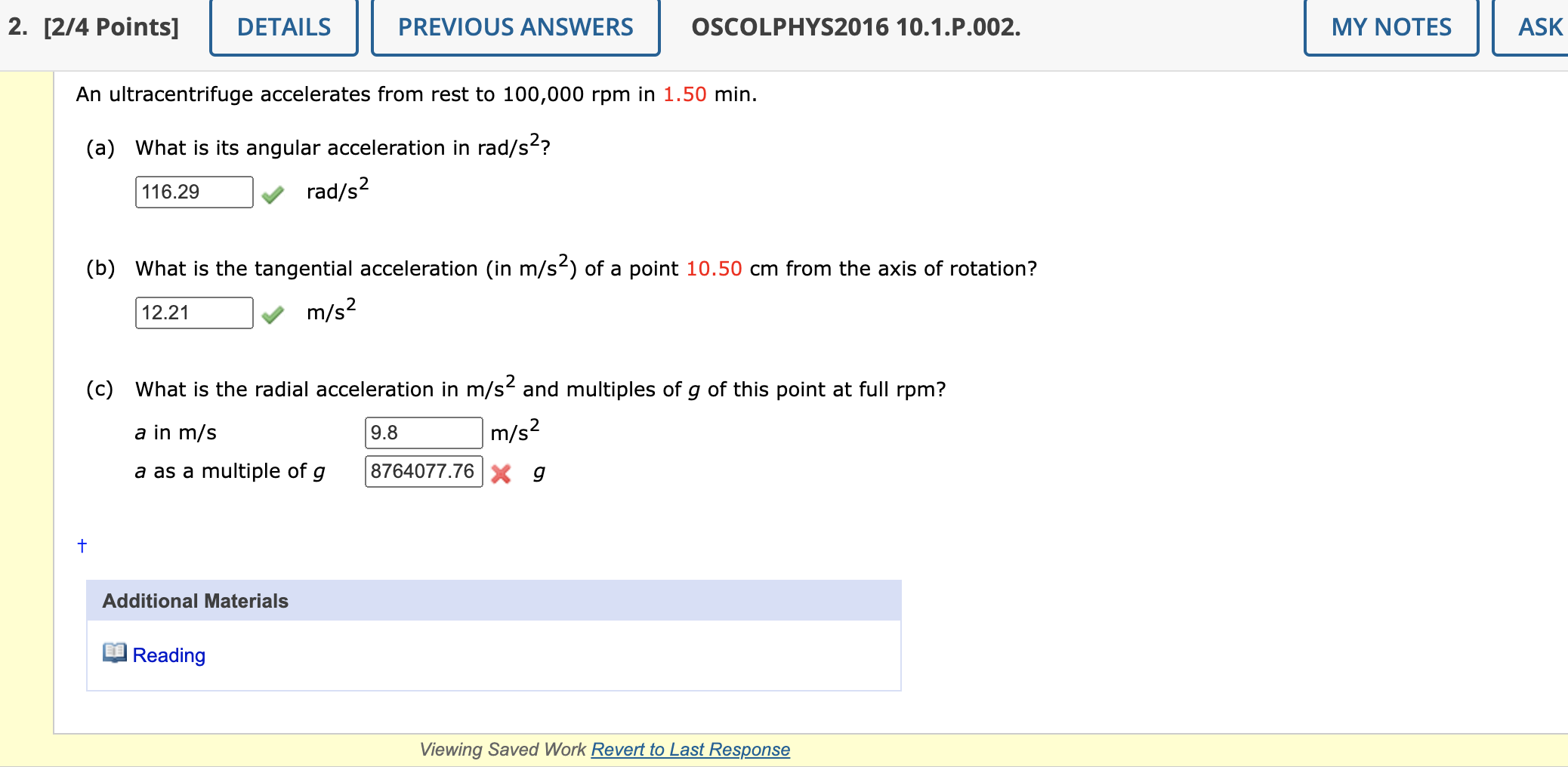 Solved (a) What is its angular acceleration in rad/s 2 ? | Chegg.com