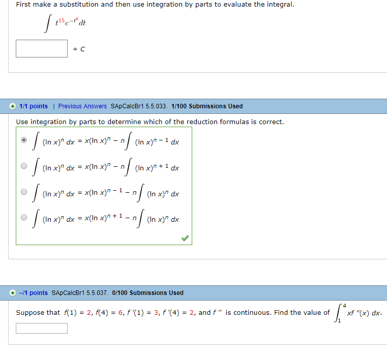 Solved First make a substitution and then use integration by | Chegg.com