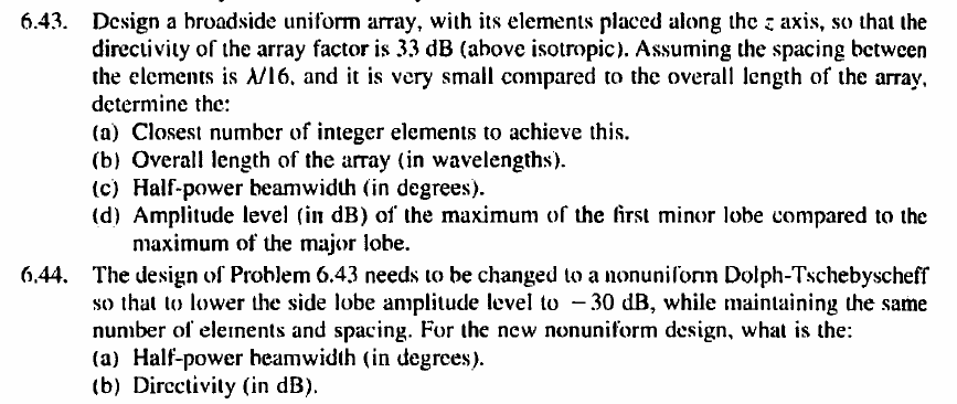 Solved 643 Design A Broadside Uniform Array With Its 