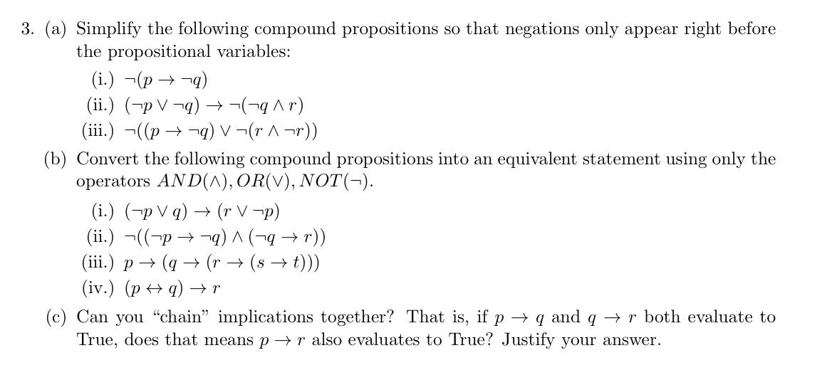 Solved (a) Simplify the following compound propositions so | Chegg.com