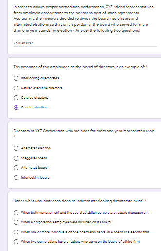 Solved In order to ensure proper corporation performance, | Chegg.com