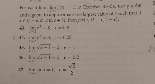 Solved L in Exercises 43-54, use graphs For each limit lim | Chegg.com