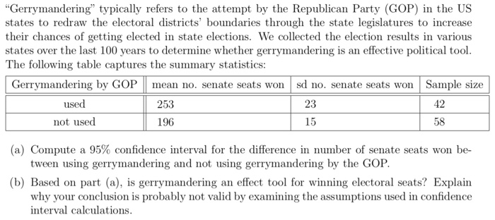 Solved "Gerrymandering" typically refers to the attempt by | Chegg.com