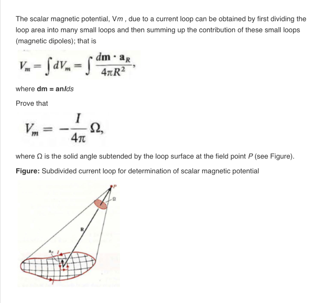 The scalar magnetic potential, Vm , due to a current | Chegg.com