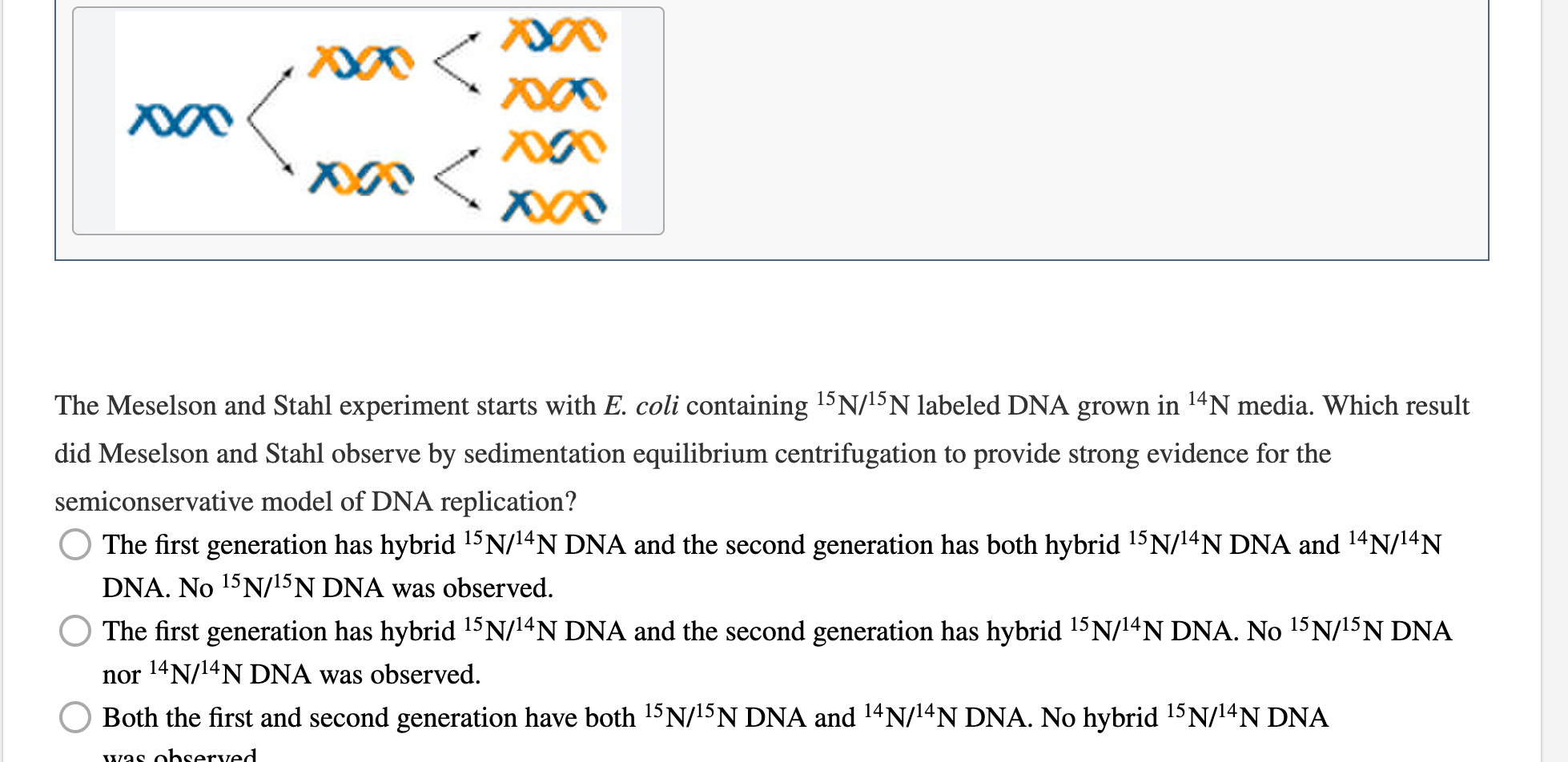 Solved In 1958, Meselson and Stahl conducted an experiment | Chegg.com