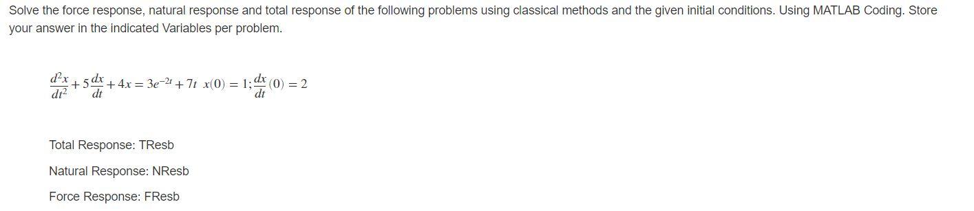 Solved Solve the force response, natural response and total | Chegg.com
