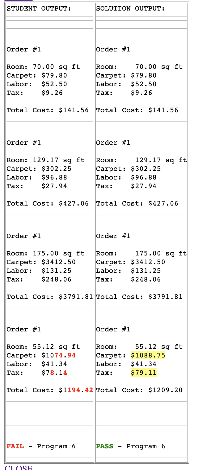 Solved Please fix my program. I am passing the first 3 | Chegg.com