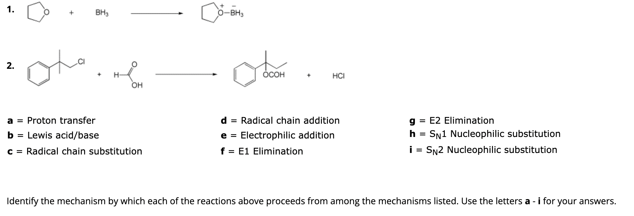Solved 2. +HCl a= Proton transfer d= Radical chain addition | Chegg.com