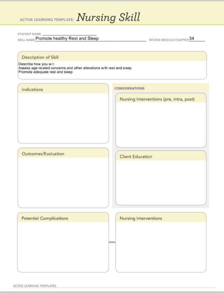 Solved active learning template: Nursing Skill STUDENT NAME | Chegg.com