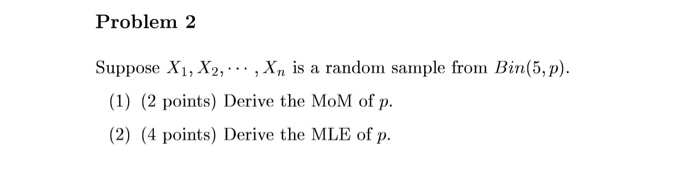 Solved Problem 2 Suppose X1, X2, .. ,Xn is a random sample | Chegg.com