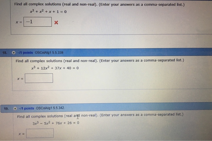 Solved Find All Complex Solutions (real And Non-real). 