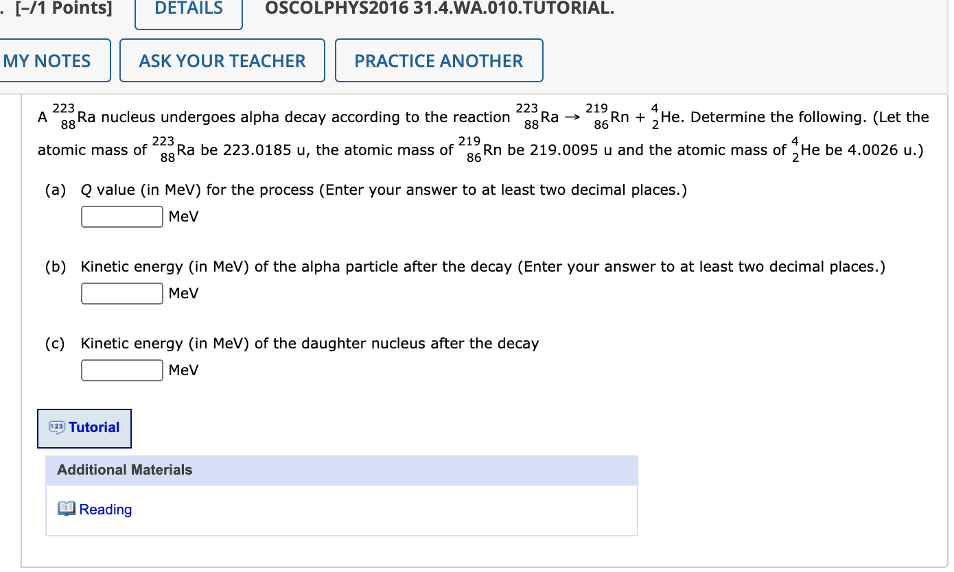 Solved [ 1 Points] Details Oscolphys2016