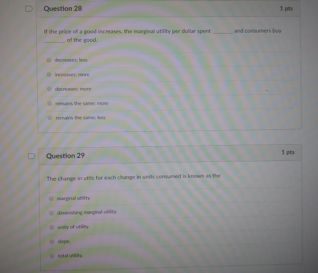 Solved DQuestion 36 1 pts If the price of a good decreases, | Chegg.com Solved DQuestion 36 1 pts If the price of a good decreases, | Chegg.com