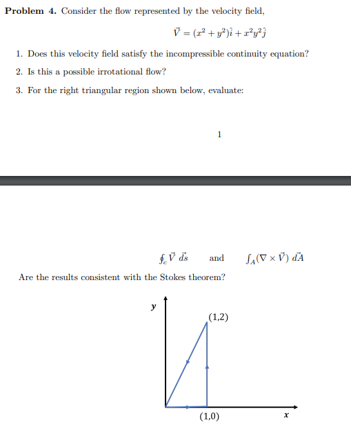 Solved Problem 4. Consider the flow represented by the | Chegg.com