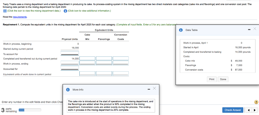 Solved Tasty Treats uses a mixing department and a baking | Chegg.com