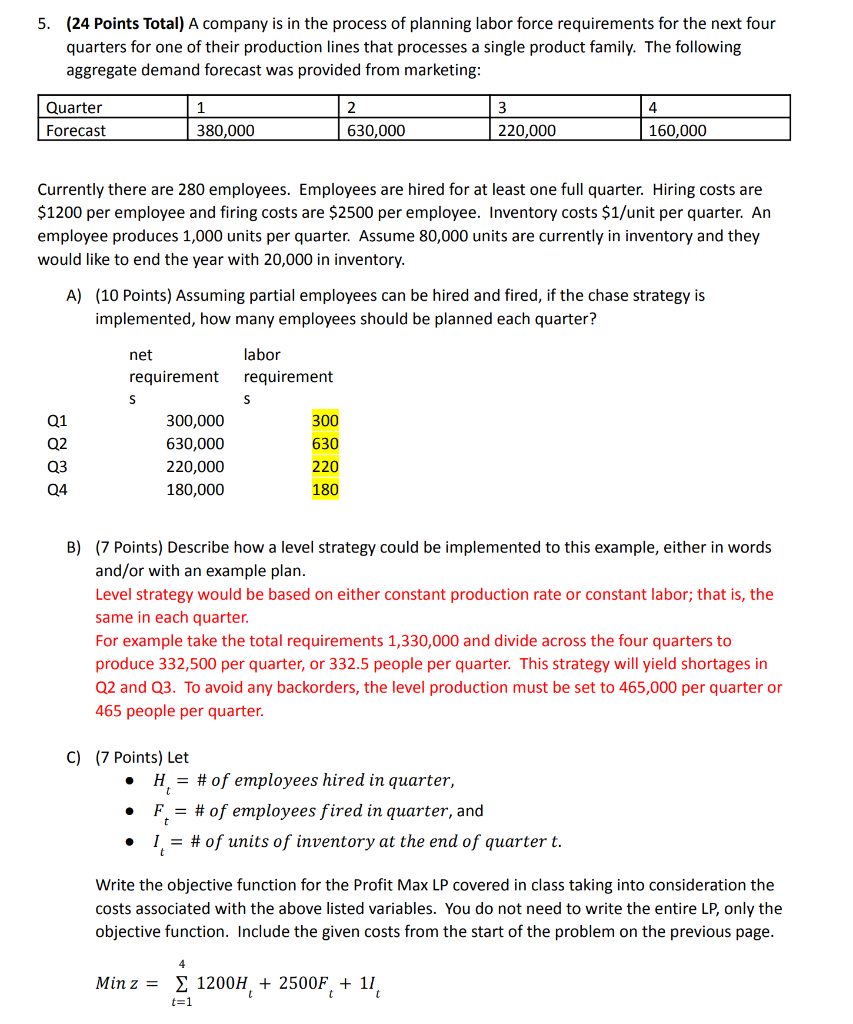 Solved 5. (24 Points Total) A company is in the process of | Chegg.com