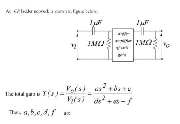 Solved An CR ladder network is shown in figure below. 1uF | Chegg.com