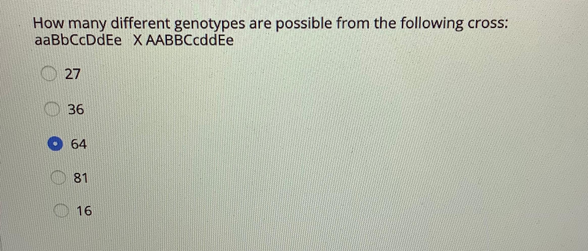 Solved How many different genotypes are possible from the | Chegg.com