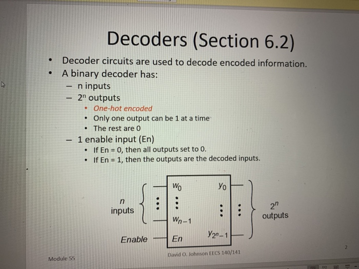 Solved QUESTION 8 Referring to a n-to-2n binary decoder in | Chegg.com