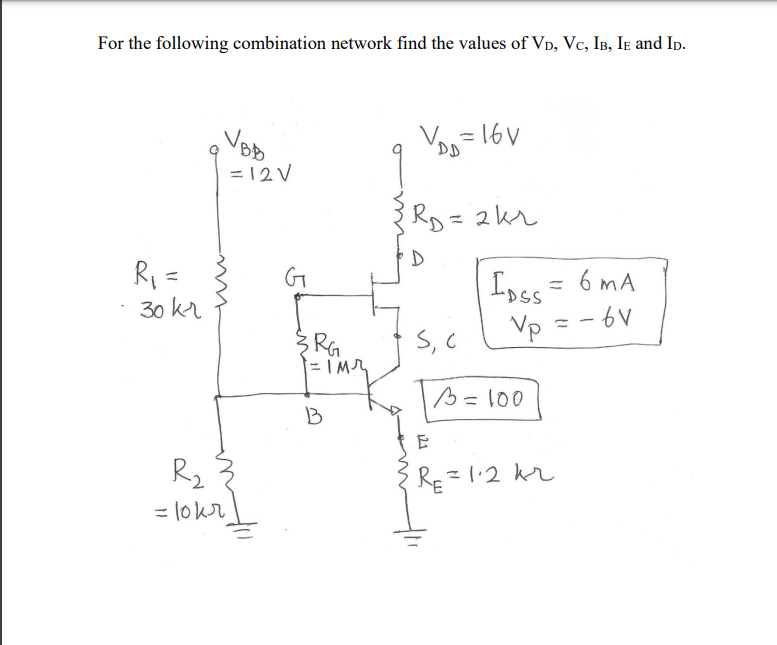 Solved For the following combination network find the values | Chegg.com