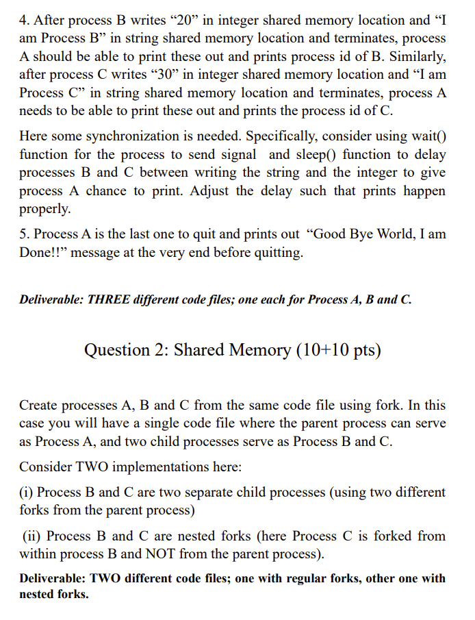 Solved 4 After Process B Writes 20 In Integer Shared