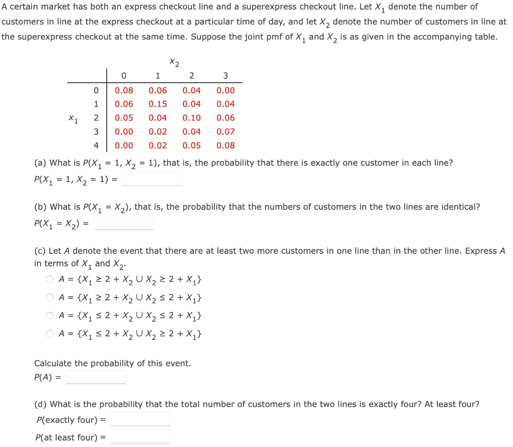 Solved A certain market has both an express checkout line | Chegg.com