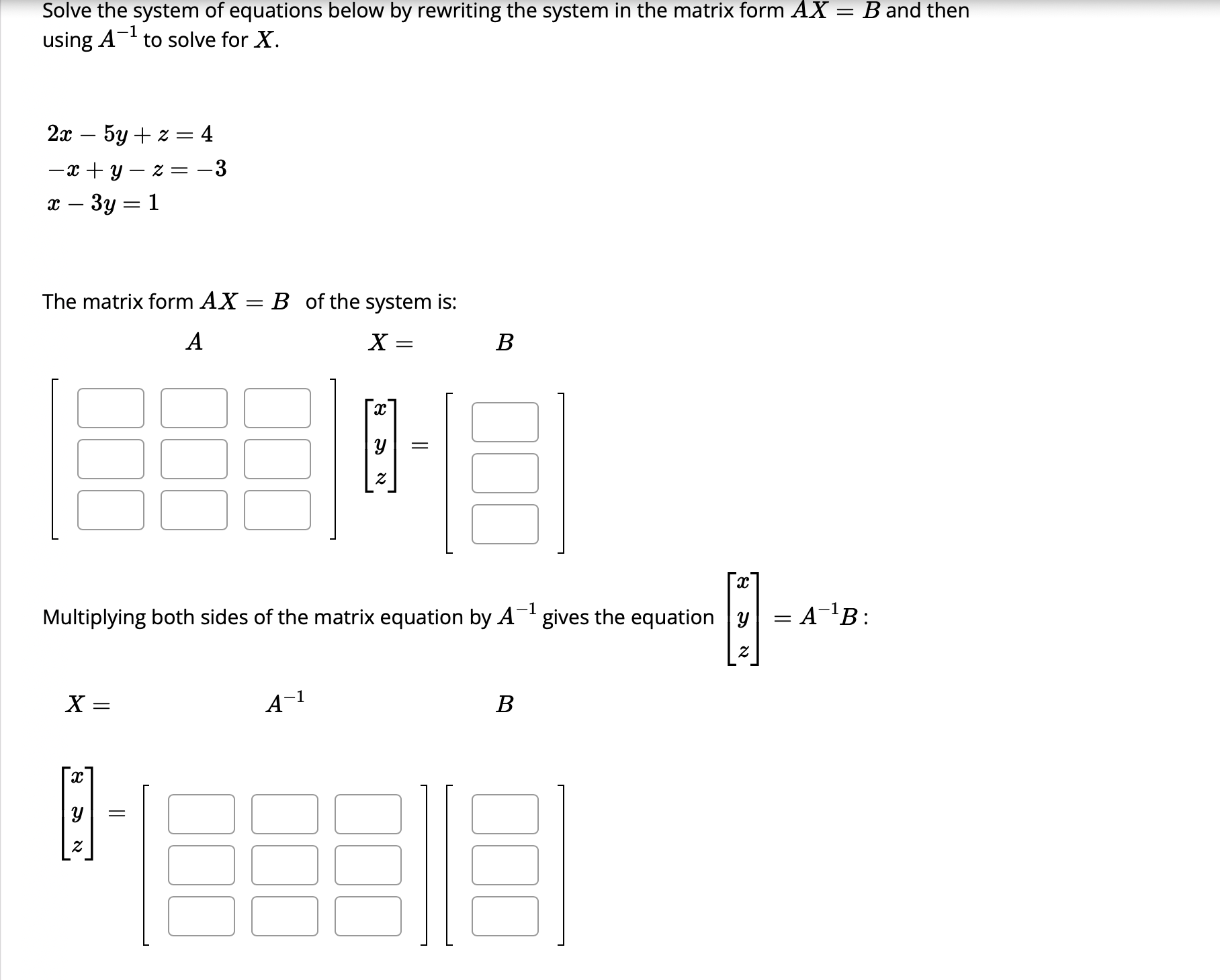 Solved Solve the system of equations below by rewriting the | Chegg.com