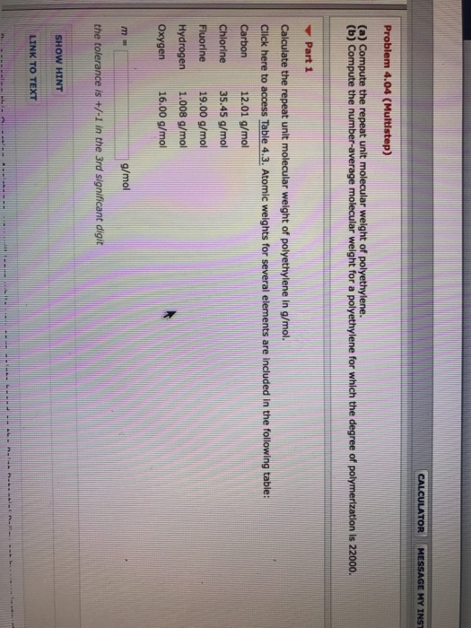 Solved Compute The Repeat Unit Molecular Weight Of
