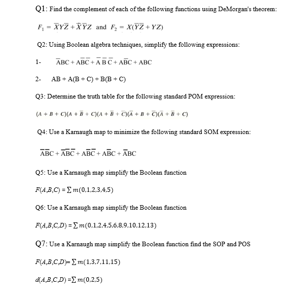 Solved Q1: Find the complement of each of the following | Chegg.com