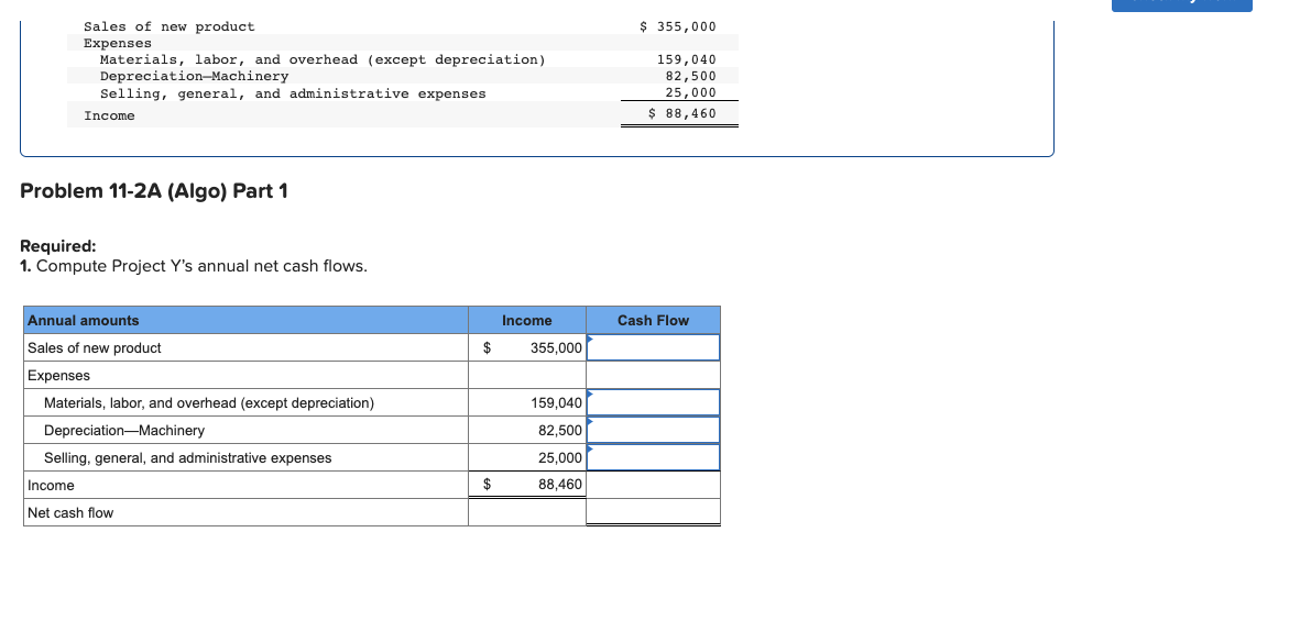 Solved ! Required information Problem 11-2A (Algo) Payback | Chegg.com