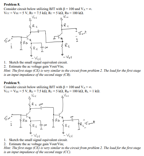 Solved Problem 8. Consider circuit below utilizing BJT with | Chegg.com