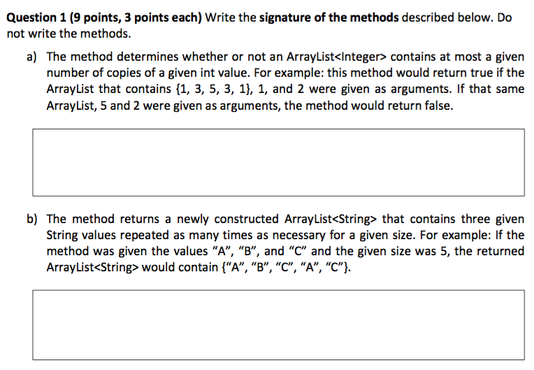 Solved Question 1 (9 points, 3 points each) Write the | Chegg.com