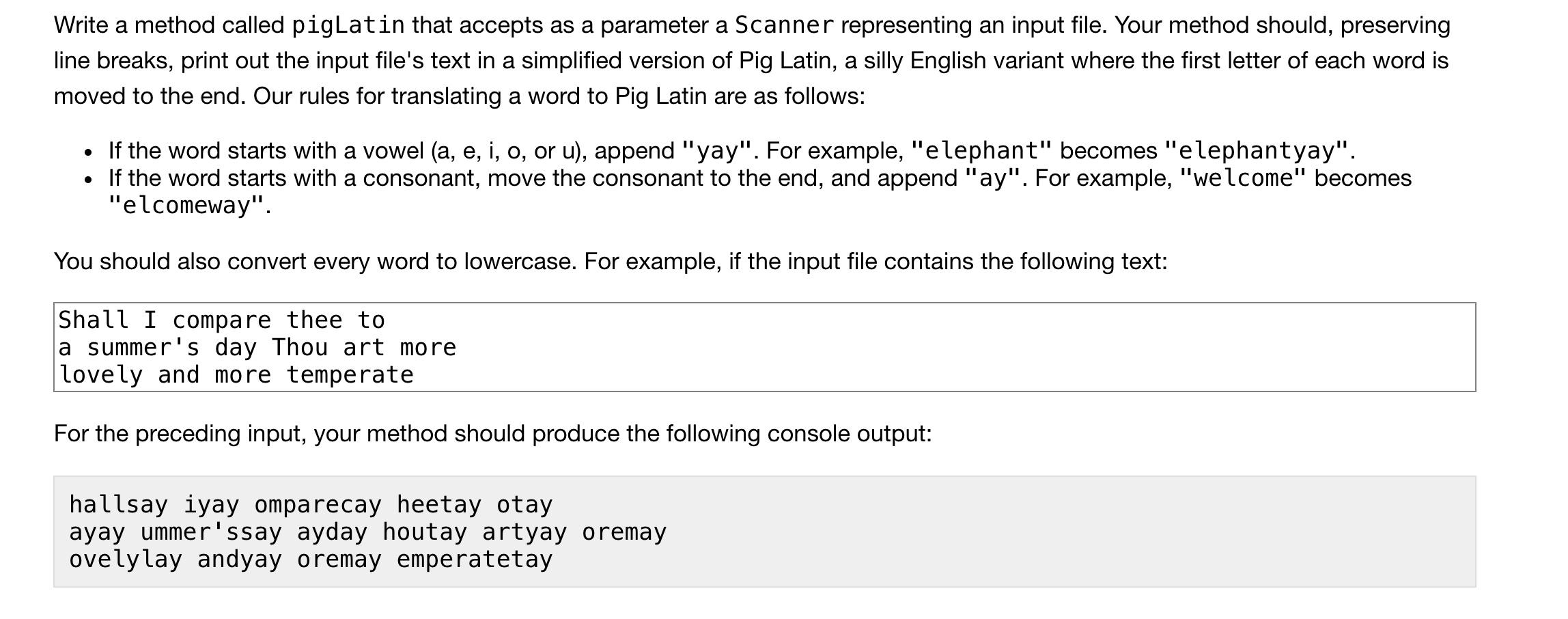 Solved Write a method called pigLatin that accepts as a | Chegg.com