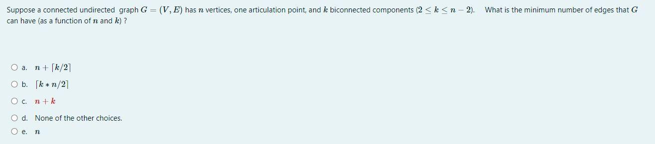 Solved What is the minimum number of edges that G Suppose a | Chegg.com