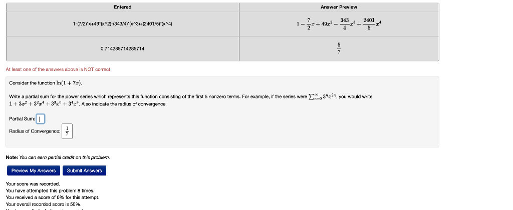 Solved Section 8.7: Problem 5 (1 point) Write out the first | Chegg.com
