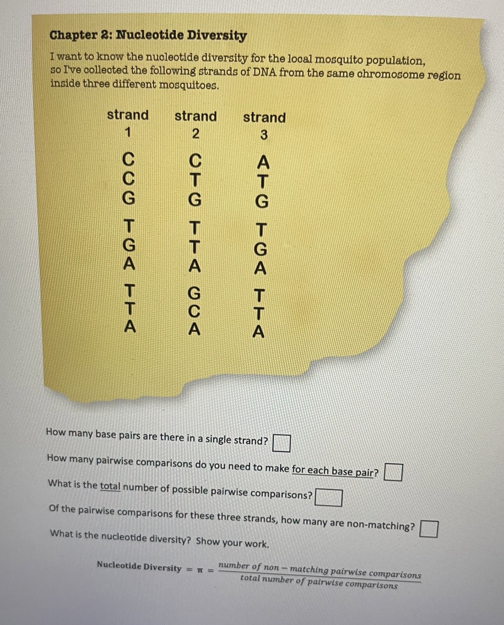 Solved Chapter 2: Nucleotide Diversity I want to know the | Chegg.com