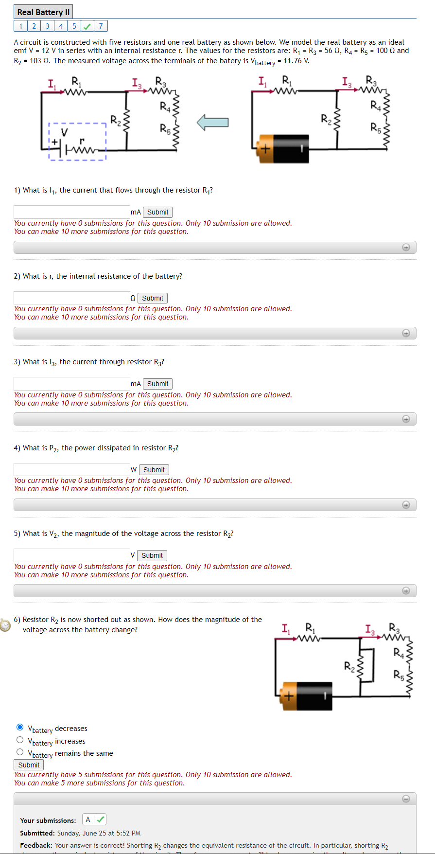 Solved A circuit is constructed with five resistors and one | Chegg.com