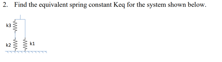 Solved 2. Find the equivalent spring constant Keq for the | Chegg.com