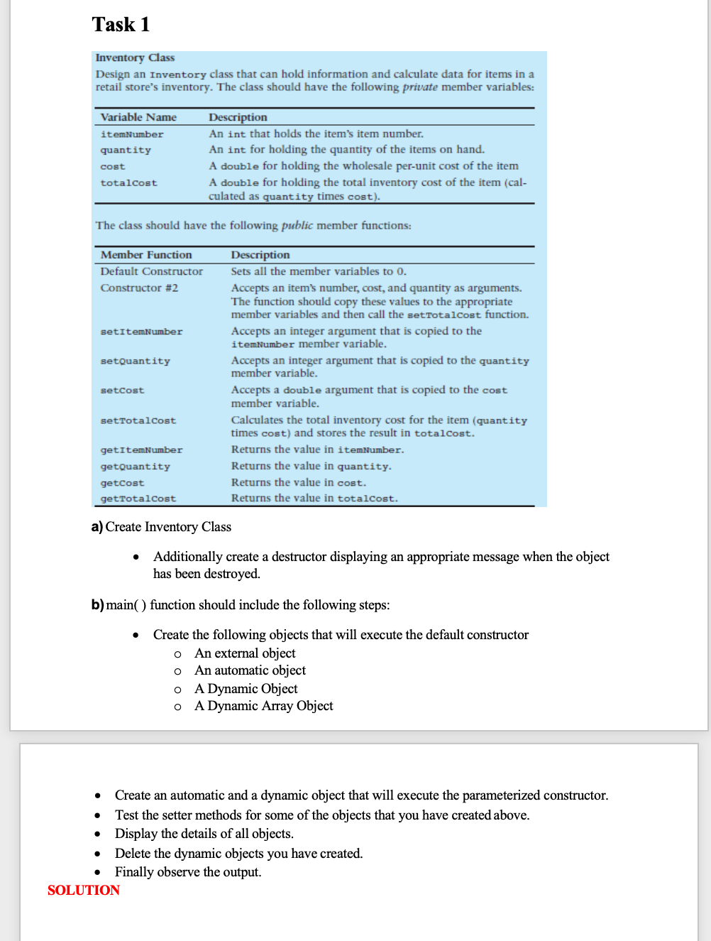 Solved Task 1 Inventory Class Design an Inventory class that | Chegg.com