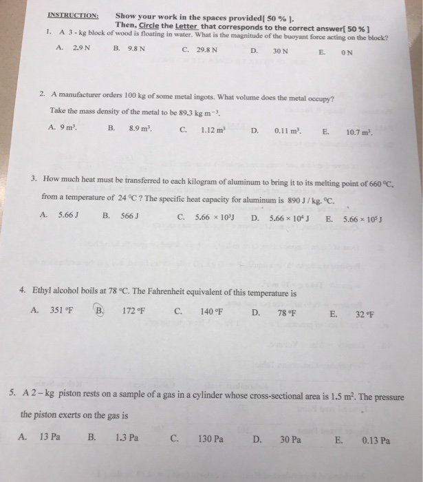 Solved A 3kg block of wood is floating in water what is the | Chegg.com