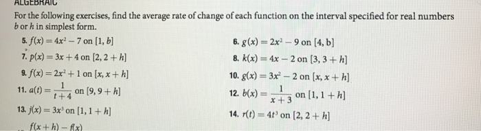 Solved ALGEBRAIC For the following exercises, find the | Chegg.com