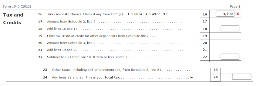 Solved Please help with line 16. I've checked the 2022 tax | Chegg.com
