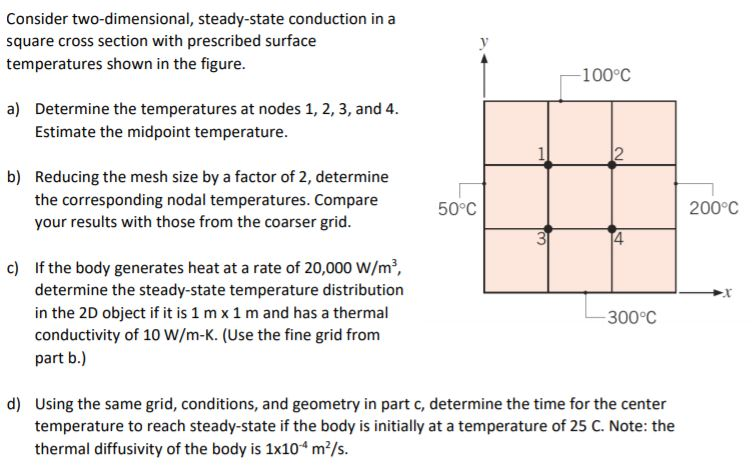 Consider two-dimensional, steady-state conduction in | Chegg.com