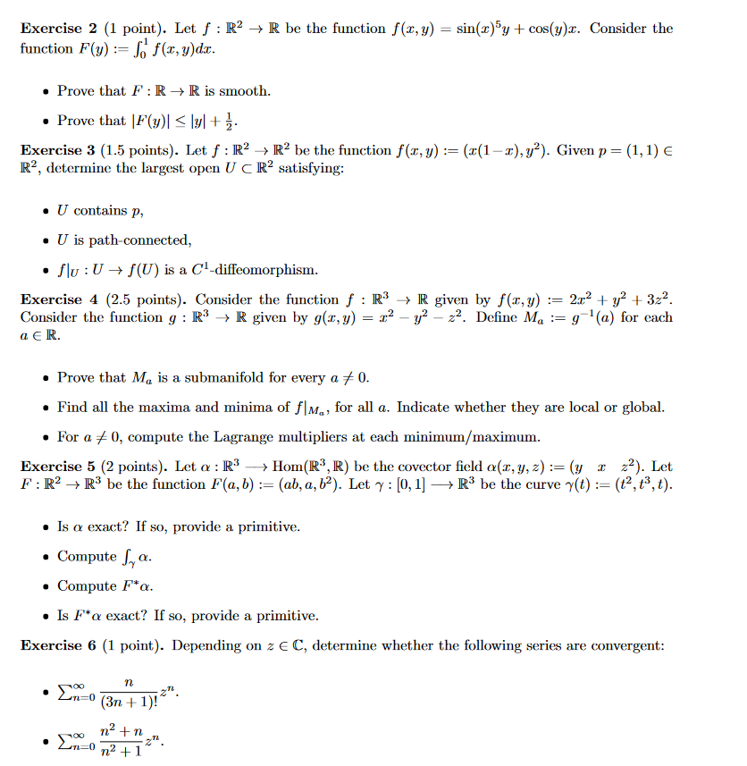 Solved Exercise 2 (1 point). Let f:R2→R be the function | Chegg.com