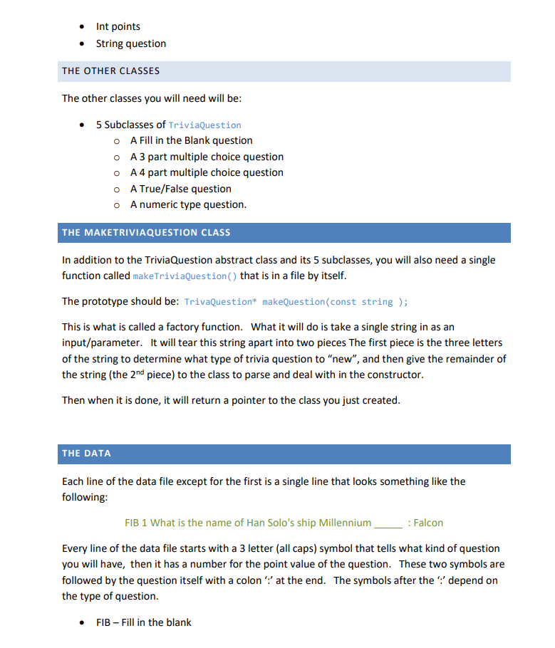 Solved CS132 - PROGRAMMING ASSIGNMENT POLYMORPHIC TRIVIA | Chegg.com
