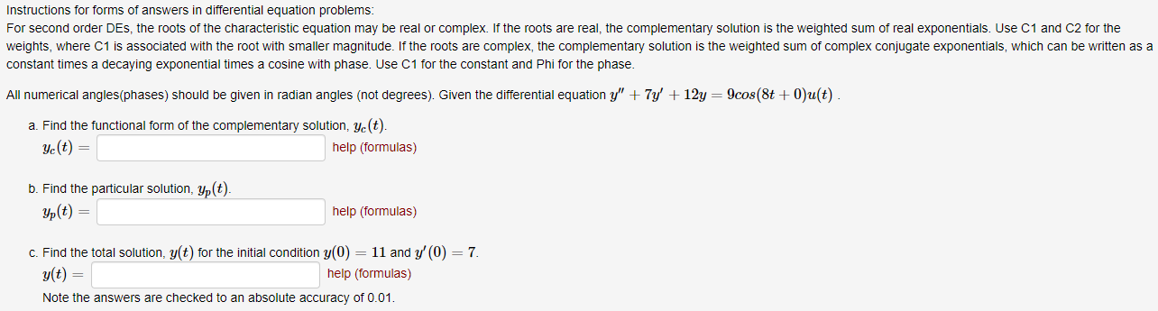 Solved Instructions for forms of answers in differential | Chegg.com